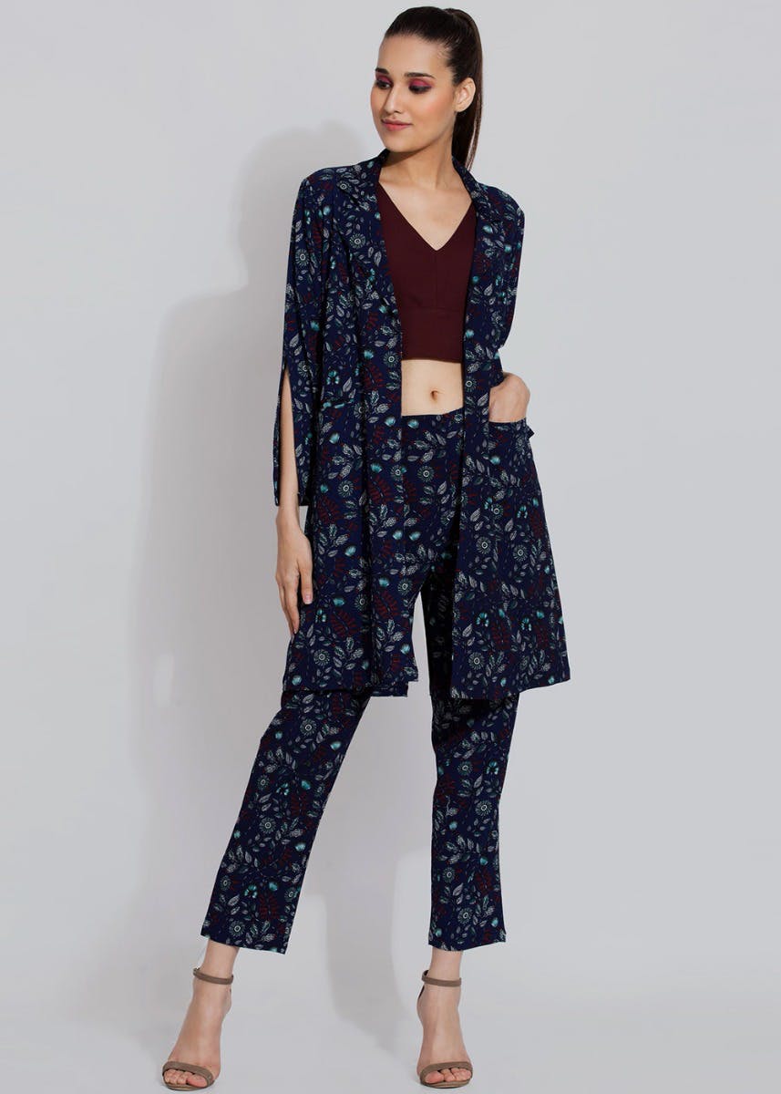 Get Floral Print Slit Sleeves Long-Line Jacket at ₹ 1150 | LBB Shop