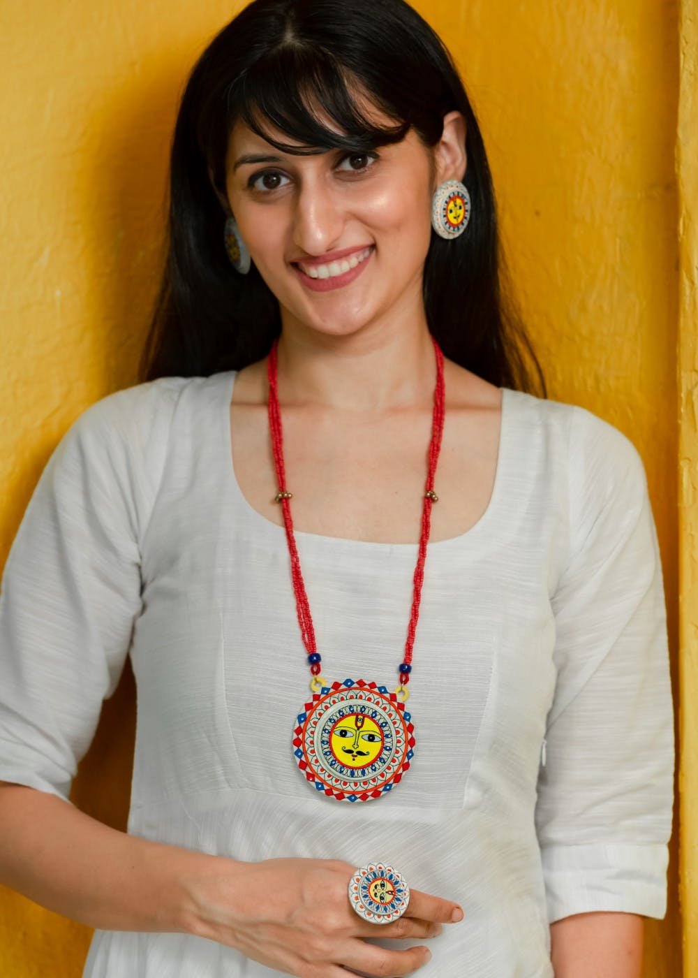 Get Kalpi Madhubani Wooden Necklace Set at ₹ 1550 | LBB Shop