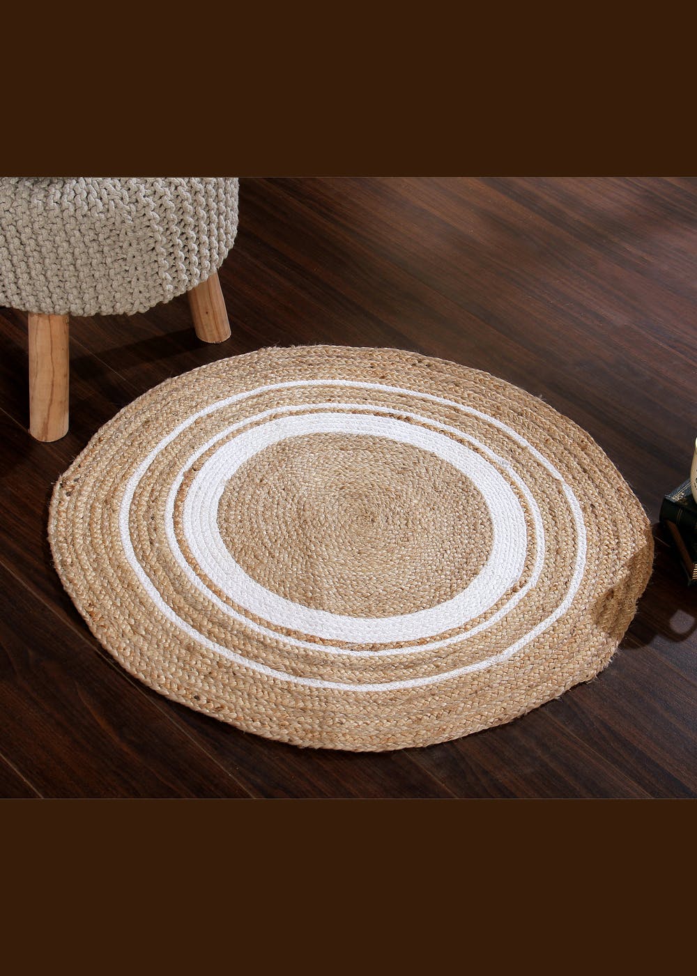 Get White Patch Detail Jute Rug at ₹ 1050 | LBB Shop
