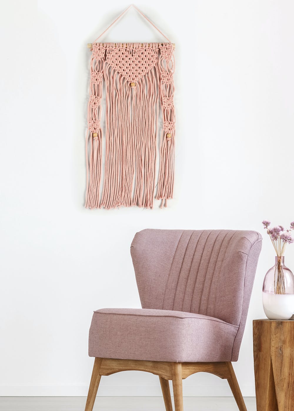 Get Light Pink Wall Hanging with Wooden Beads at ₹ 999 | LBB Shop