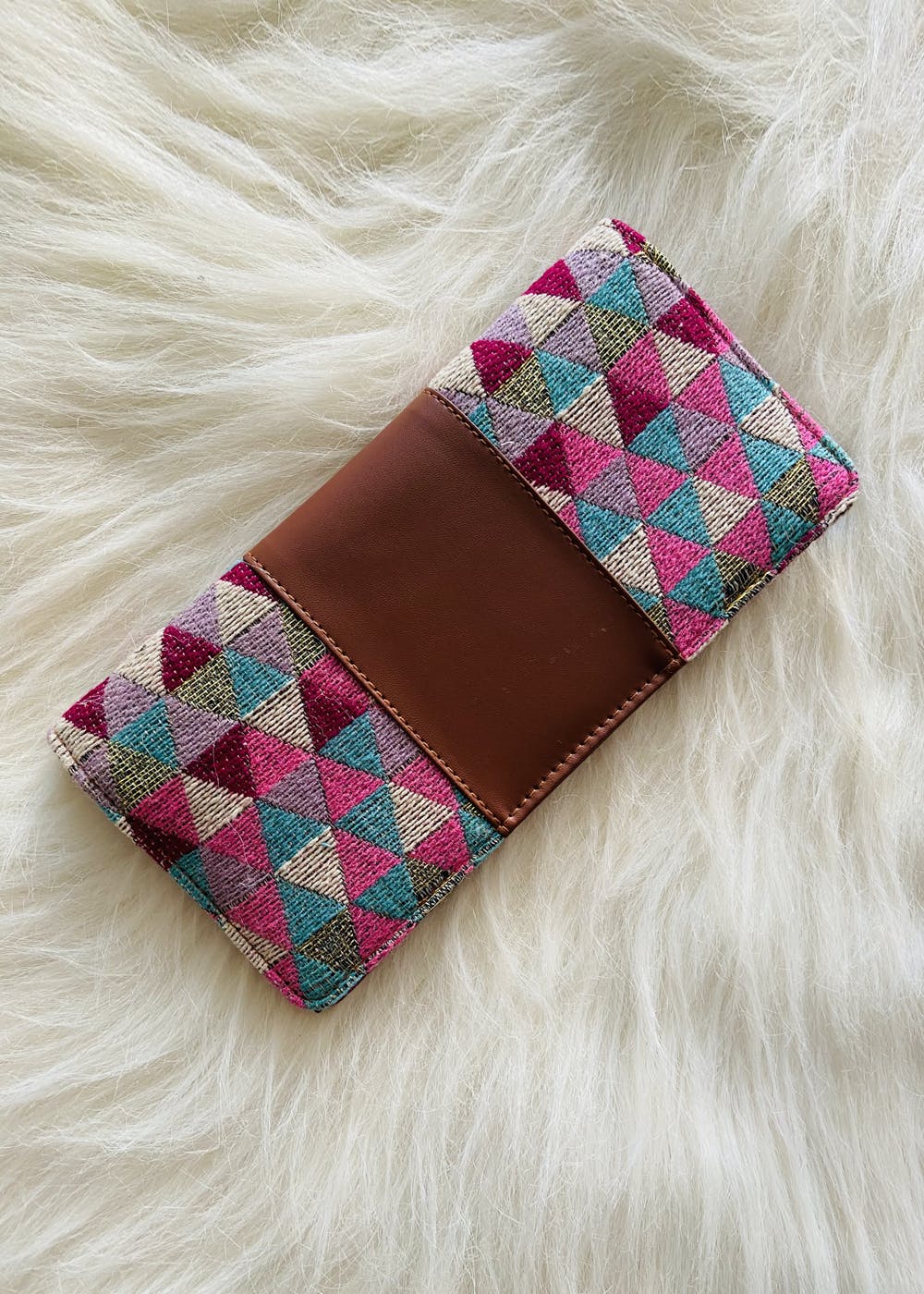 Get Colourblocked Triangle Woven Long Wallet at ₹ 1200 | LBB Shop