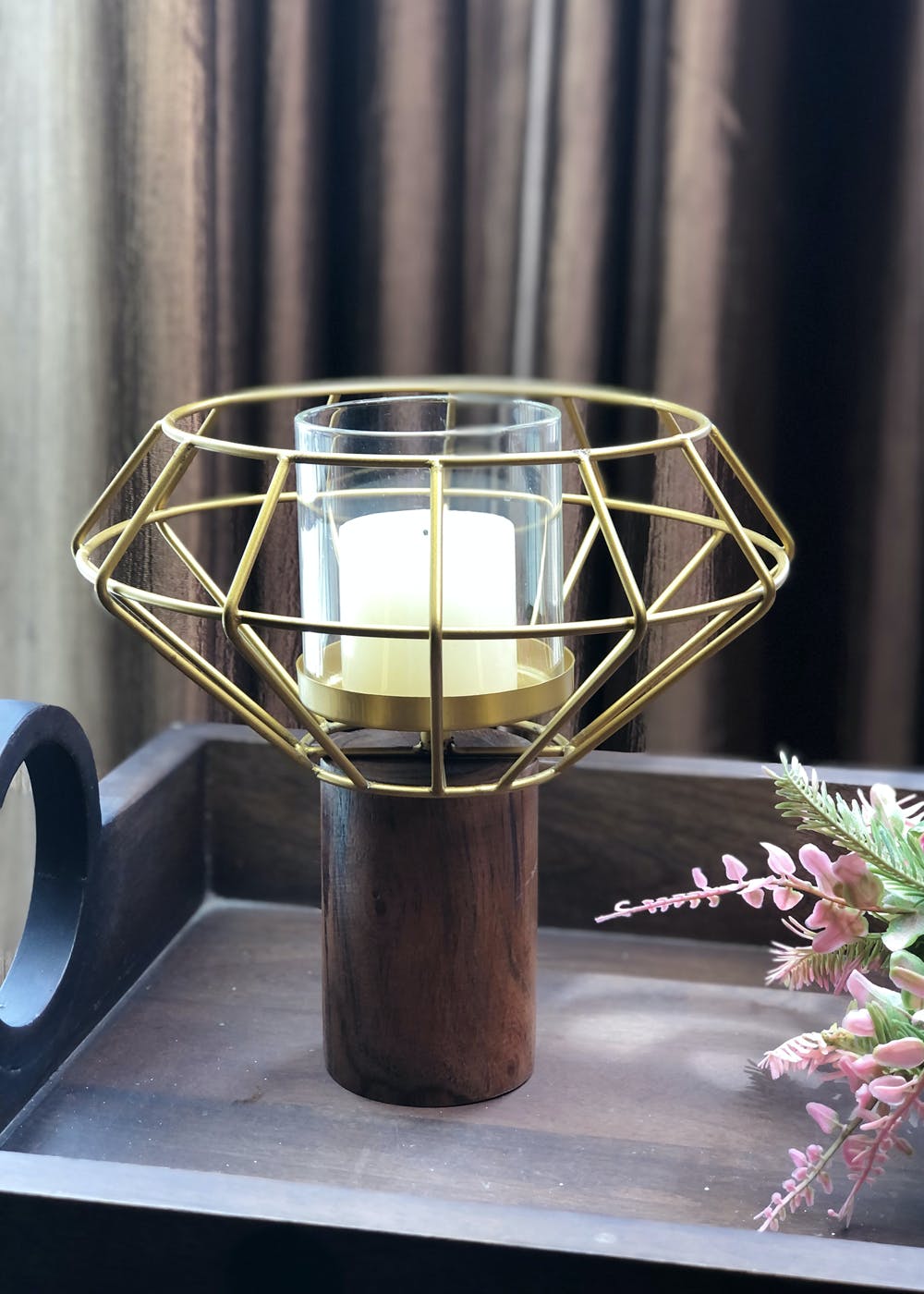 Get Wooden Wire Prisma Candle Holder at ₹ 1199 | LBB Shop