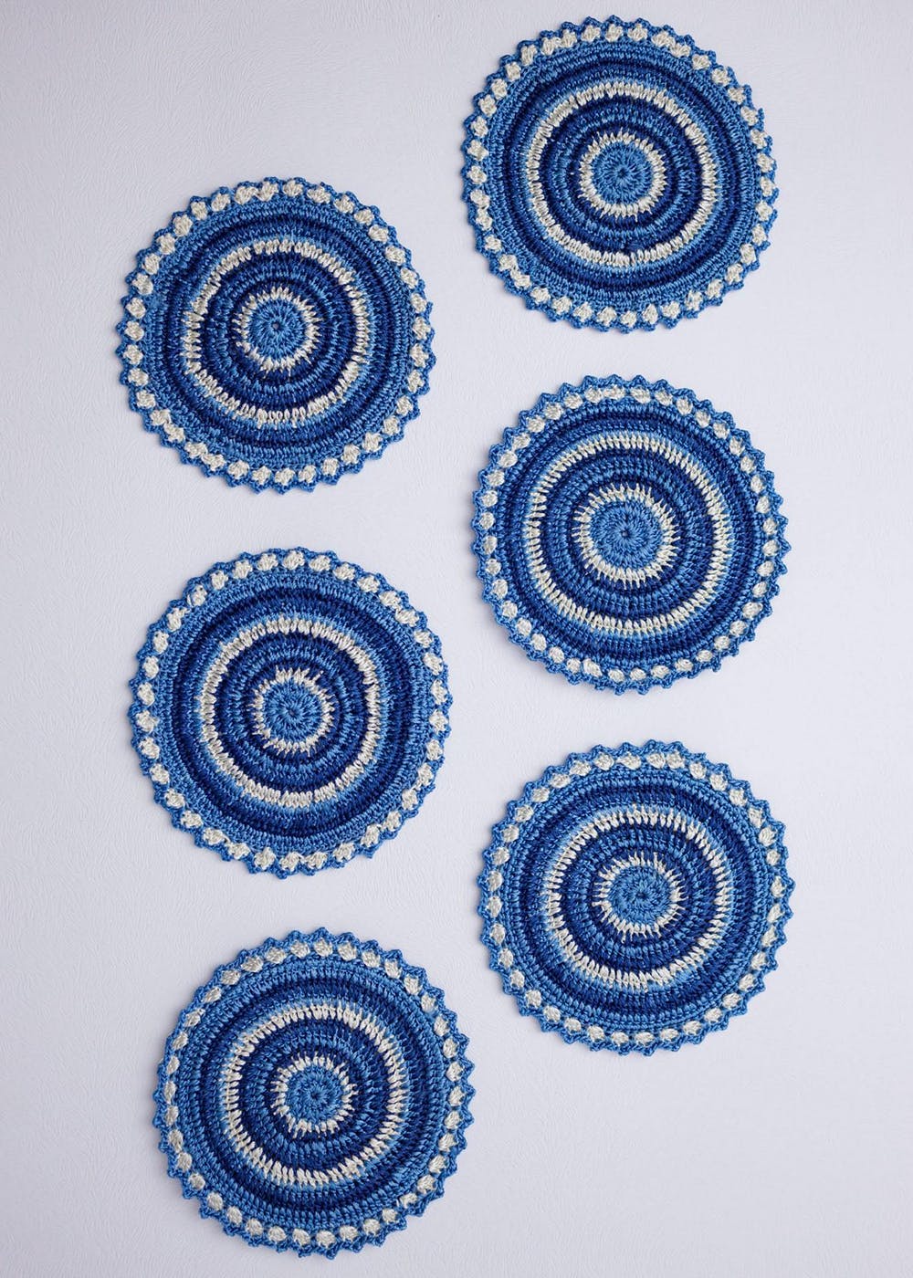Get Handmade Crochet Table Coasters (Set of 6) at ₹ 1050 | LBB Shop