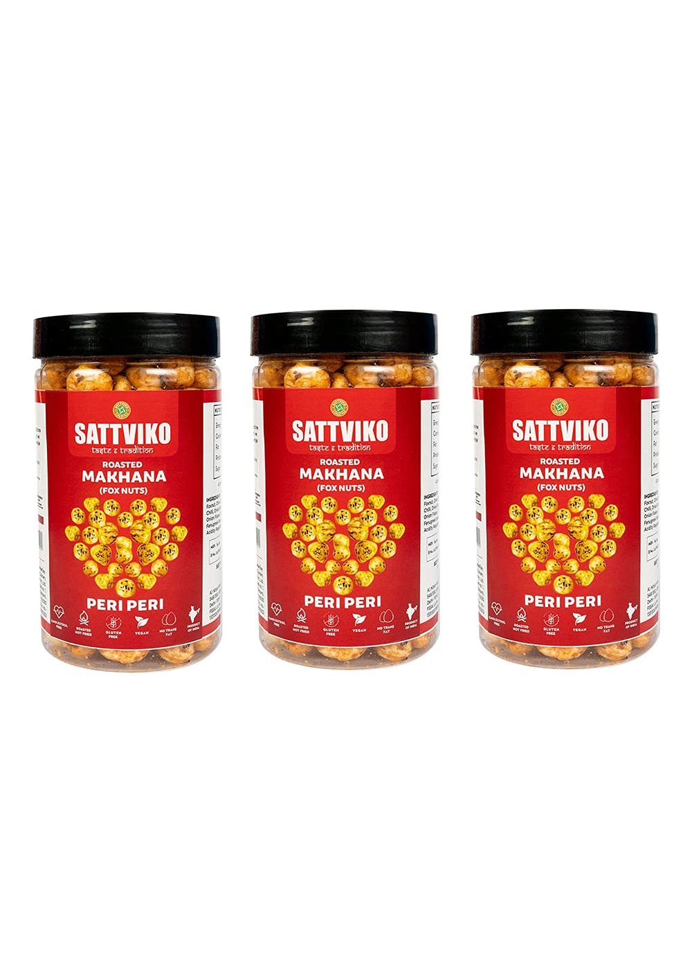 Get Peri Peri Roasted Makhana - Pack of 3 (70g each) at ₹ 427 | LBB Shop
