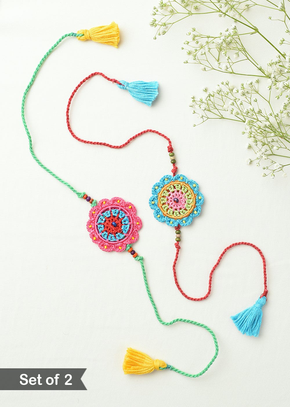 Get Handmade Recyclable Crochet Rakhi Set Noor (Set of 2) at ₹ 780 ...