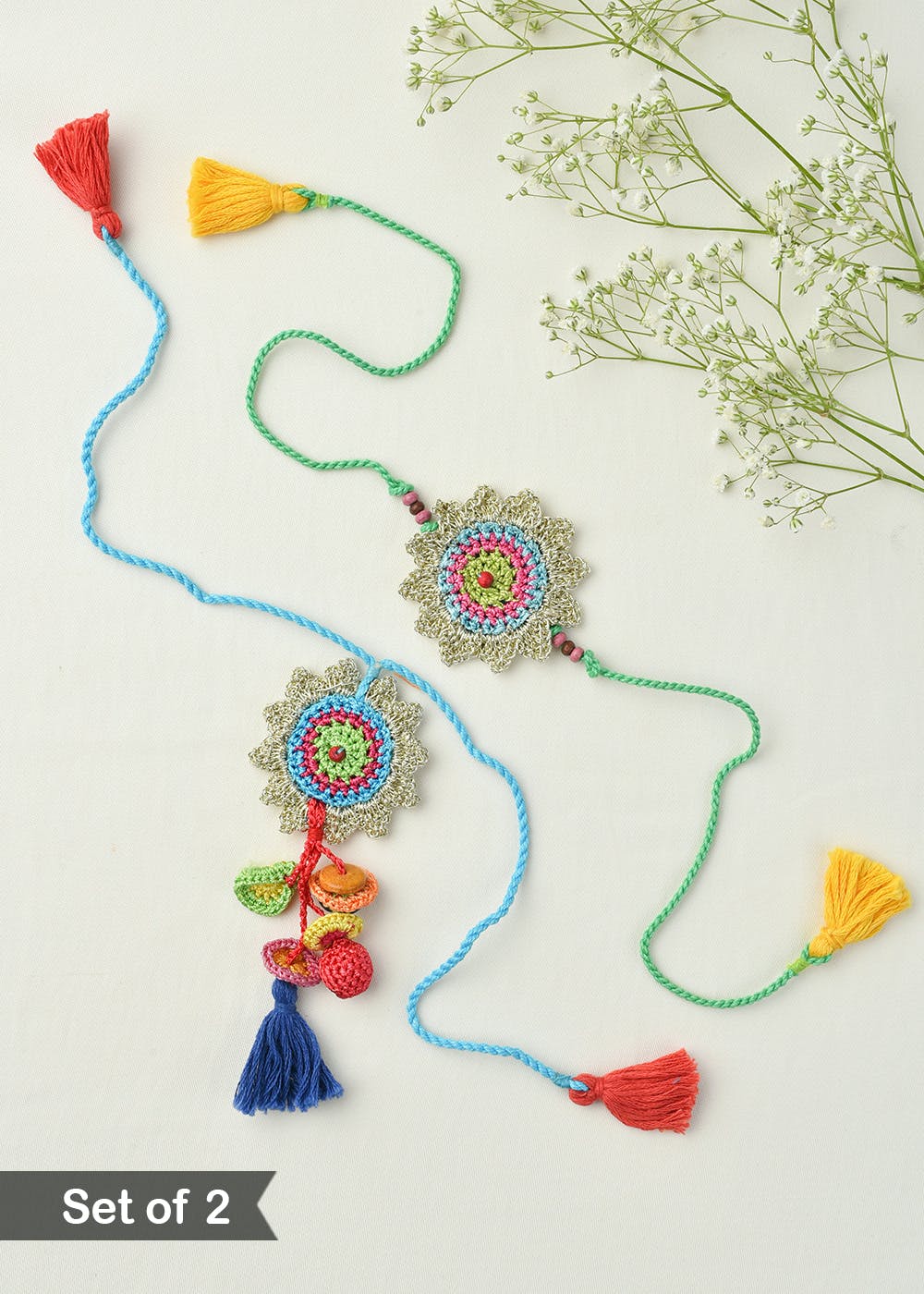Get Handmade Recyclable Crochet Rakhi & Lumba Set Sunflower (Set of 2 ...