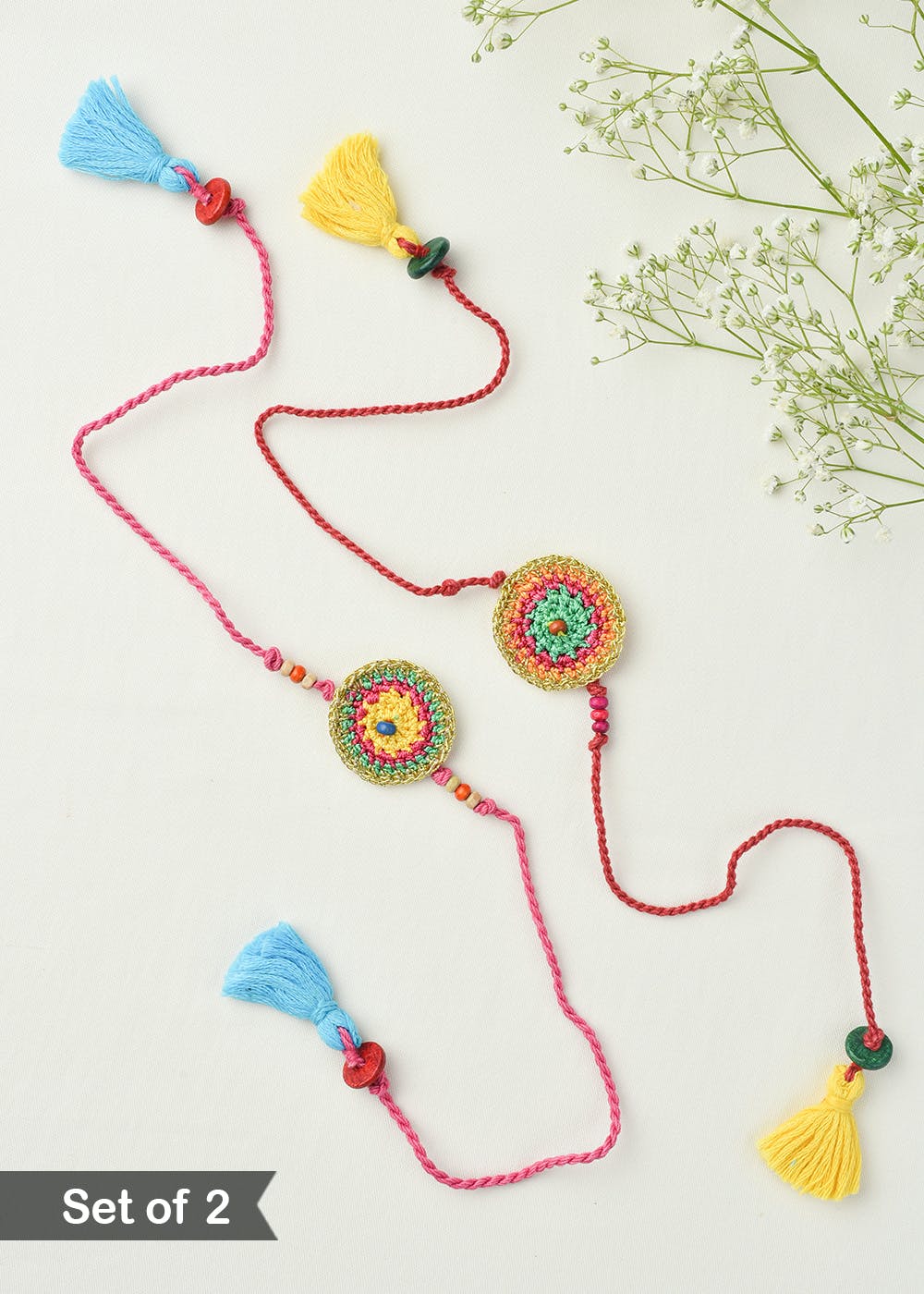 Get Handmade Recyclable Crochet Rakhi Mandala (Set of 2) at ₹ 780 | LBB ...
