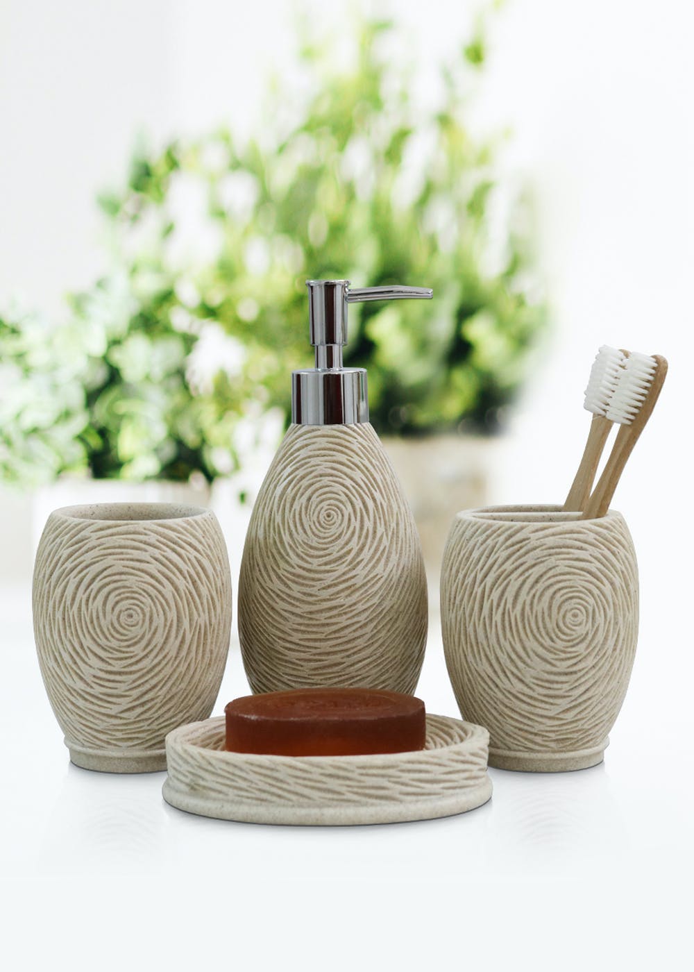 Get Contrast Illusion Textured Beige Bathroom Set at ₹ 2180 | LBB Shop