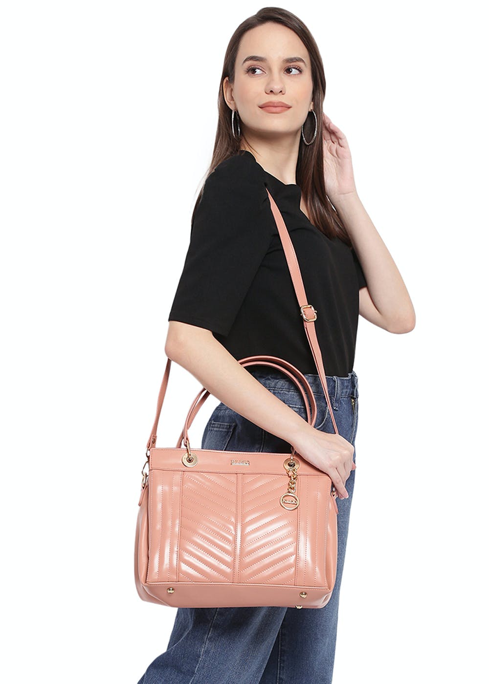 Get Lines pattern Detail Solid Handbag at ₹ 2429 | LBB Shop