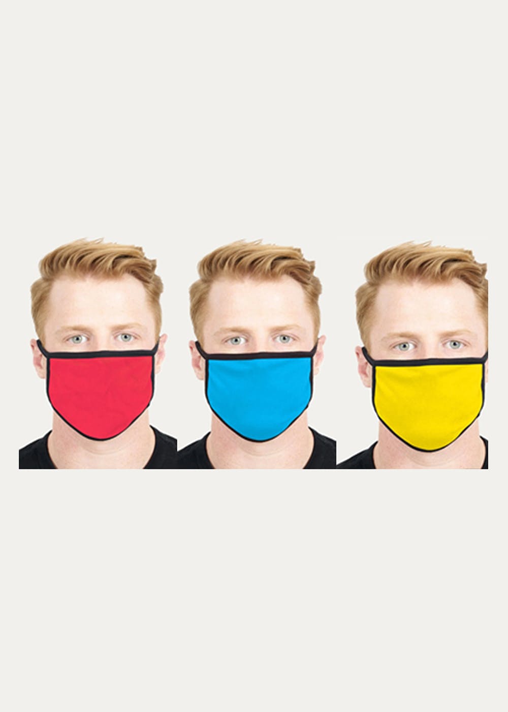 Get Plain Mask Set 3 (Pack of 3) - Red, Blue, Yellow at ₹ 299 | LBB Shop