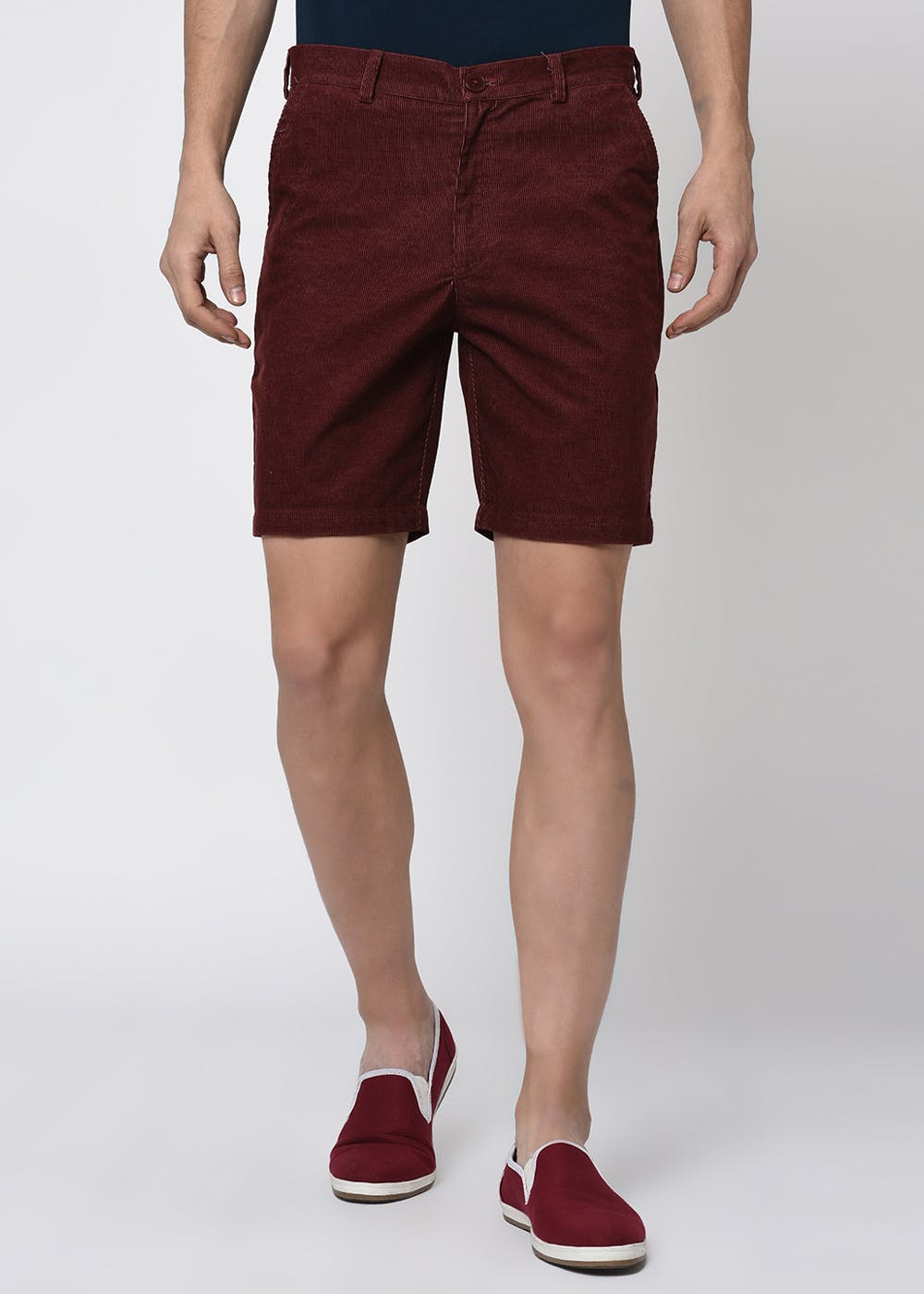 Get Solid Cordrouy Maroon Shorts at ₹ 739 | LBB Shop