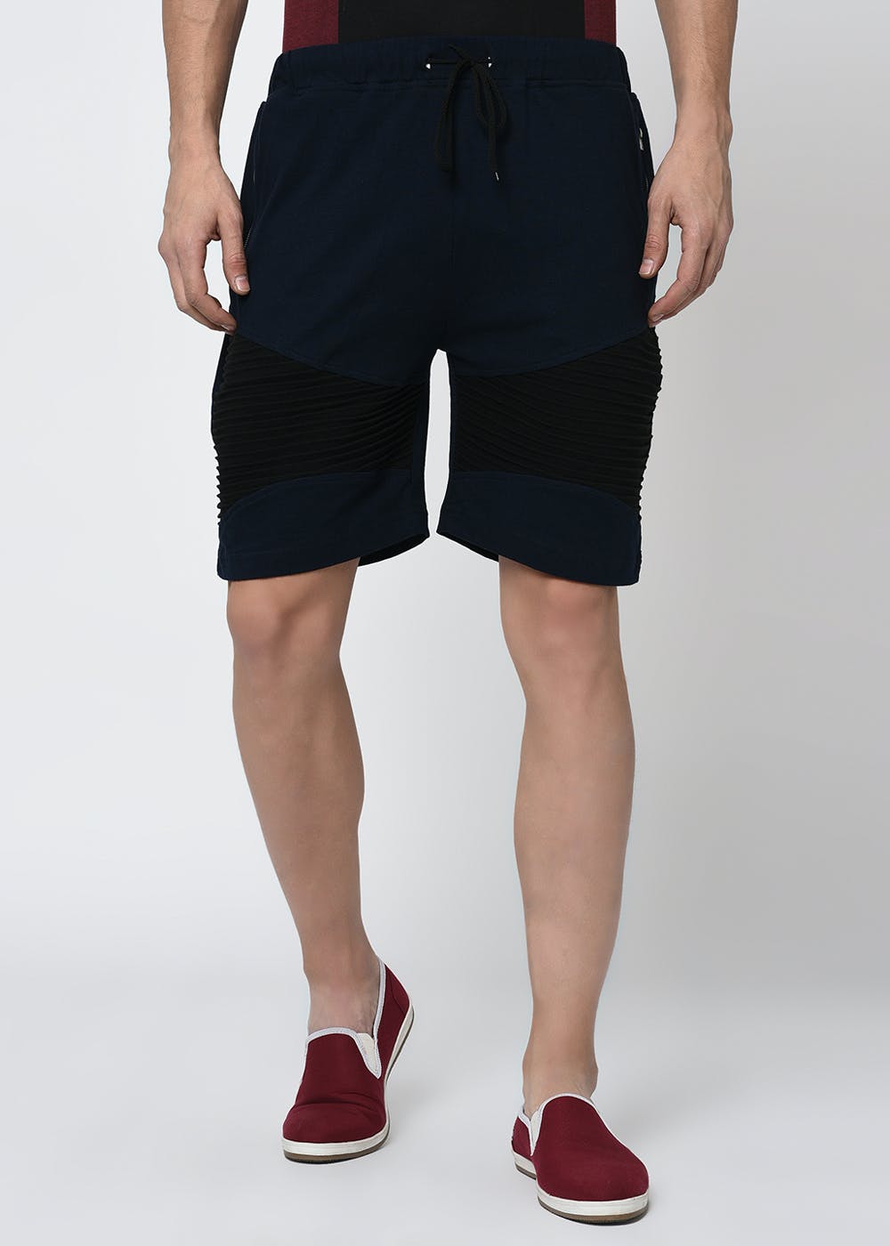 Get Pintuck patch Detail Navy Shorts at ₹ 449 | LBB Shop