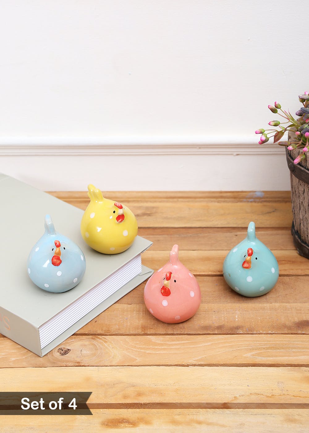 Get Enchanting Colourful Chicken Show Pieces Ceramic - Set of 4 at ...