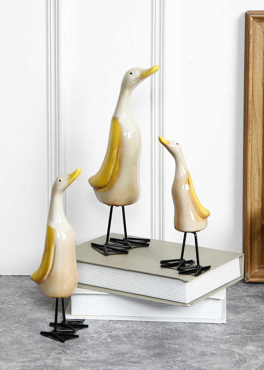 Get Ceramic Duck Trio Showpiece With Metallicfusion at ₹ 3399 | LBB Shop