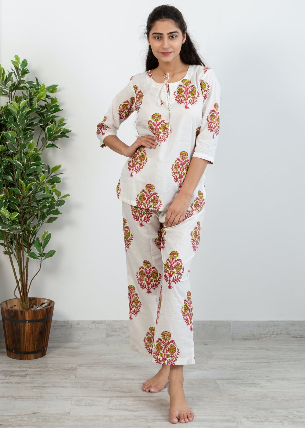 Get Contrast Floral Printed White Lounge Set at ₹ 1799 | LBB Shop