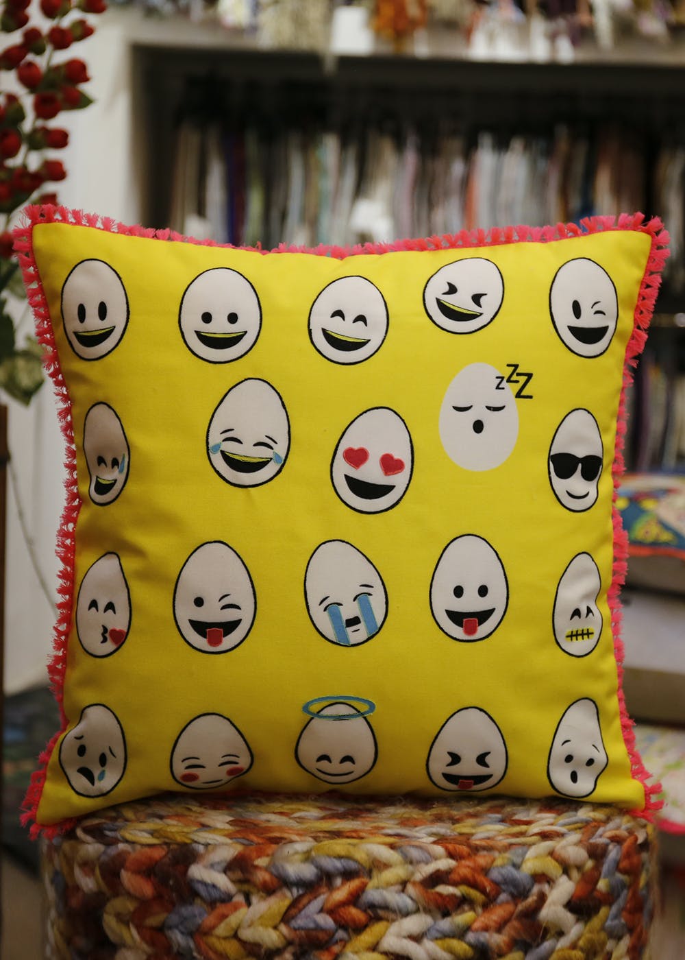 Get Quirky Emoji Digital Printed Polyduck Cushion Cover- 16X16 at ₹ 895 ...