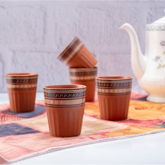 Get Abstract Ceramics Kullhads - Set of 6 at ₹ 529 | LBB Shop