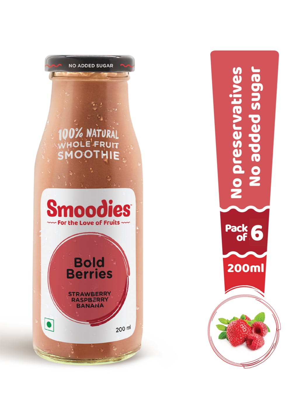 Get Smoodies Strawberry & Raspberry Vegan Smoothie: Sugar-Free-200 ml ...