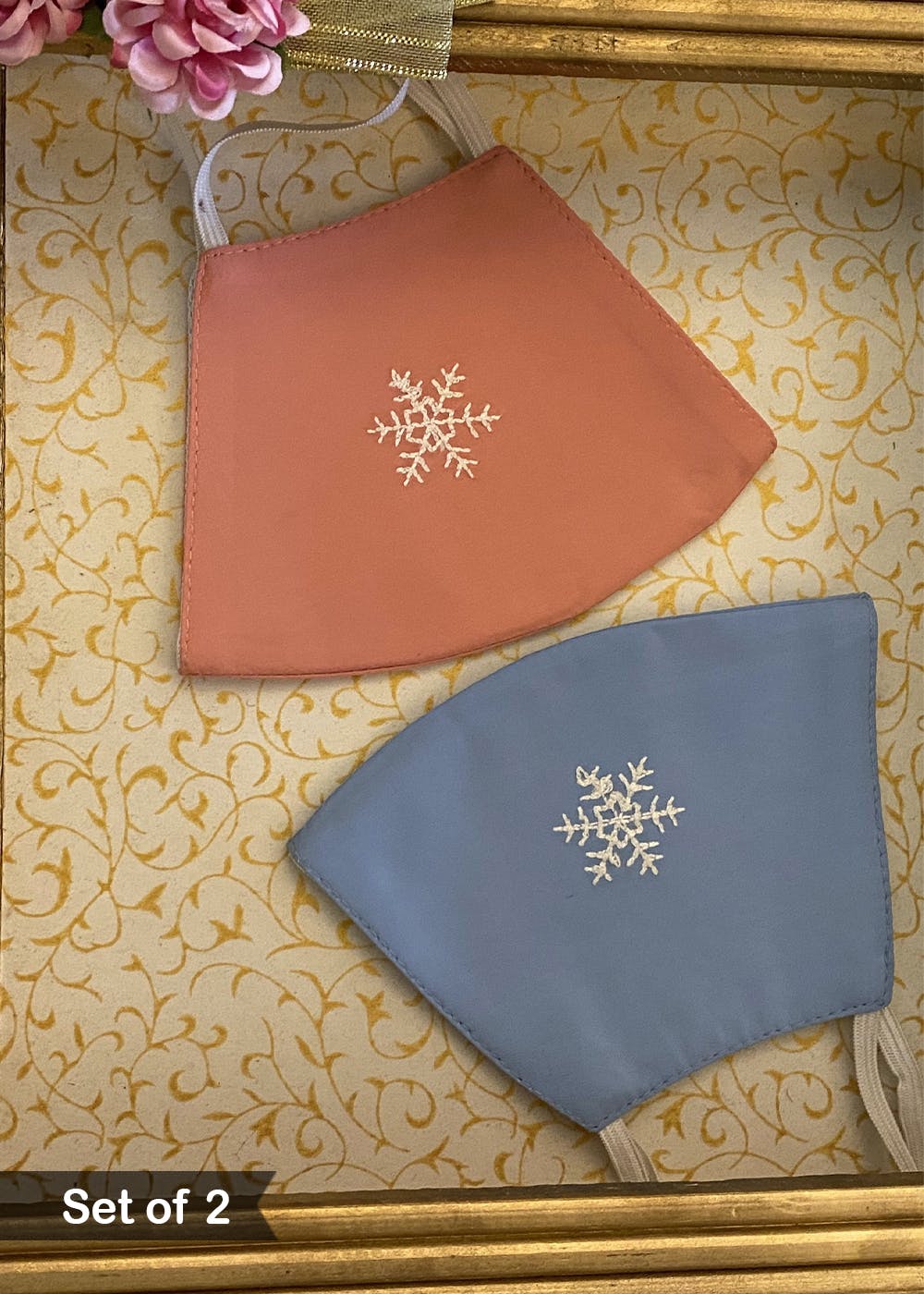 Get Snowflake Embroidered Set of 2 Masks at ₹ 450 | LBB Shop
