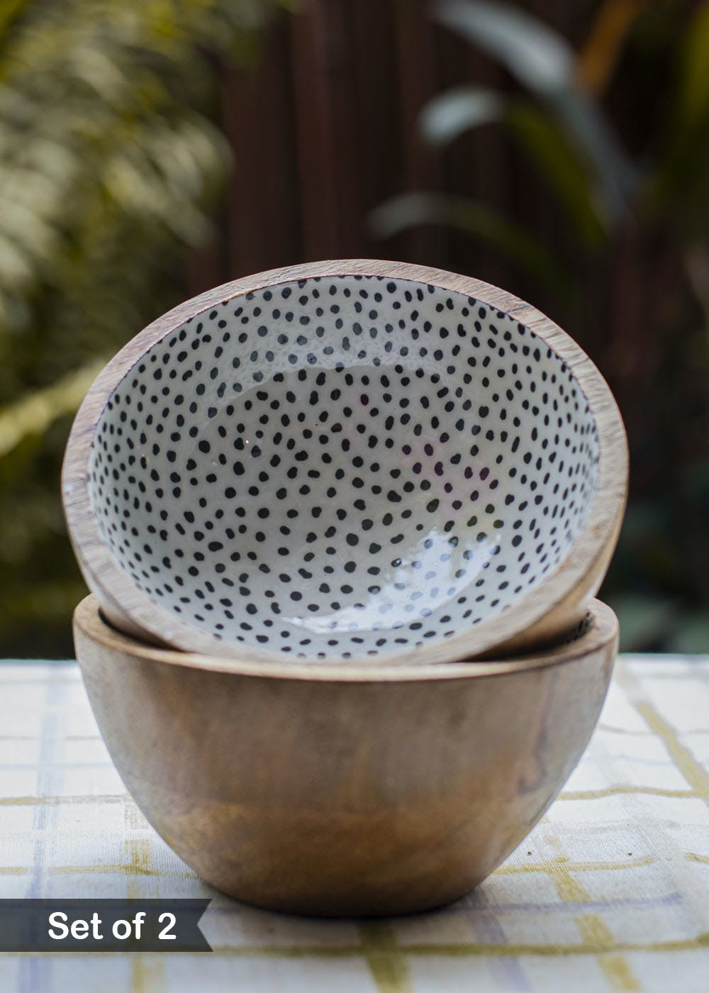 Get Soho Dotted Mango wood Bowl - Set of 2 at ₹ 1225 | LBB Shop