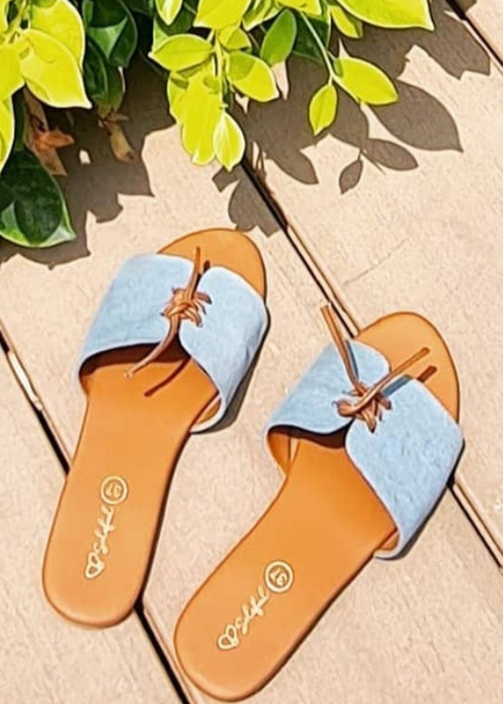 Get Tan Base Detail Blue Drawstring Slides at ₹ 1700 | LBB Shop