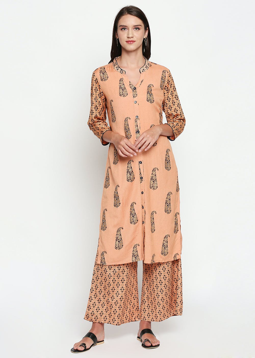 Get Orange Viscose Blend Front Slit Kurta at ₹ 934 | LBB Shop