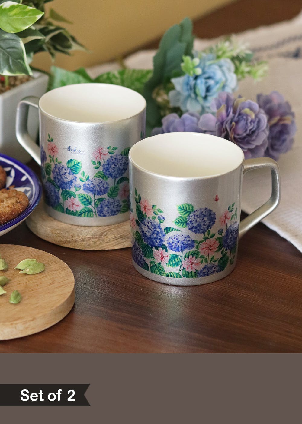 Get Hydrangea Silver Tea Cup - Set of 2 at ₹ 701 | LBB Shop