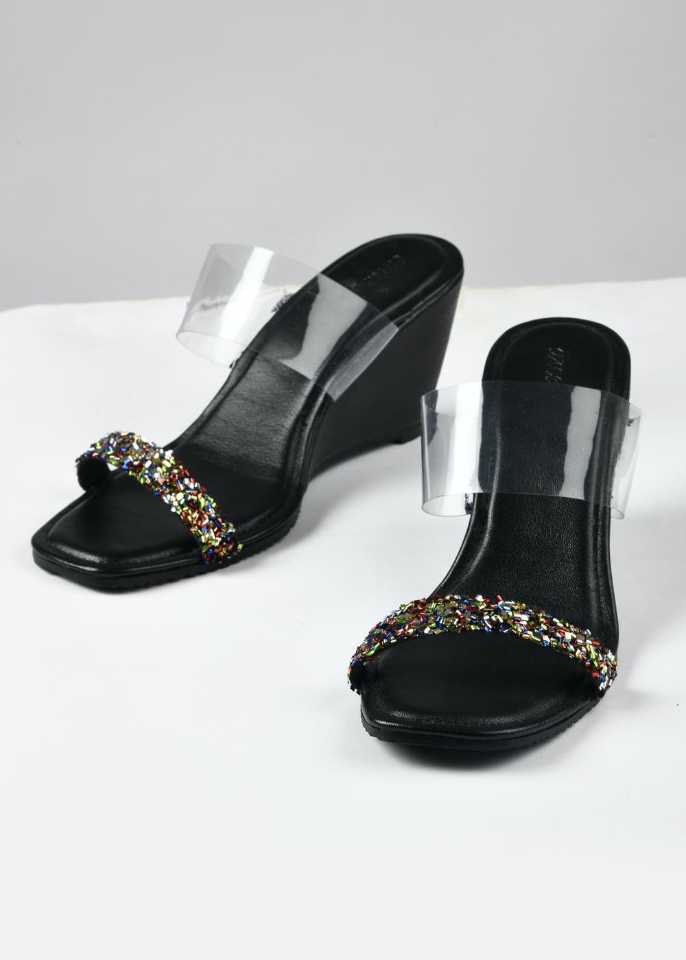 Get Multicoloured Chunky & PVC Dual Strap Wedges at ₹ 2600 | LBB Shop