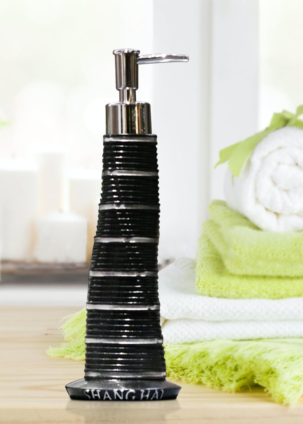 Get Black Tower Textured Wonder Soap Dispenser at ₹ 1040 | LBB Shop