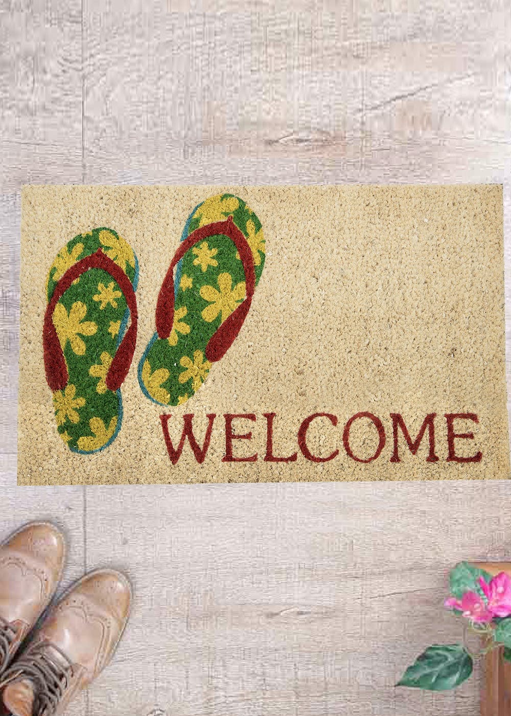 Get Flip-Flop Welcome Premium Coir and Rubber Quirky Design Door and ...