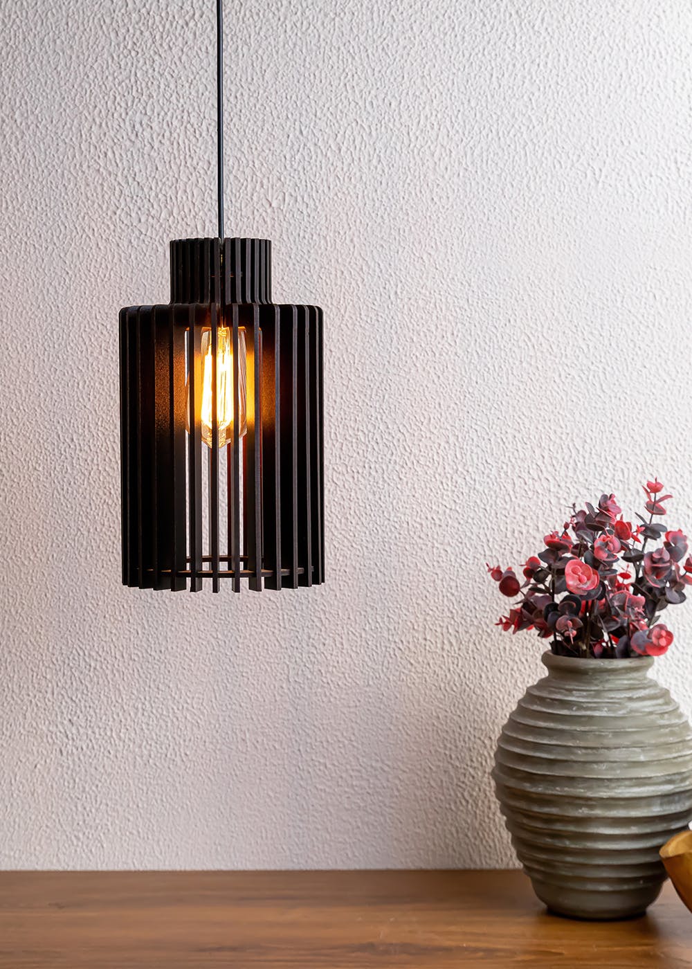 Get Caleb Black Wood Ceiling Lamp at ₹ 2899 | LBB Shop