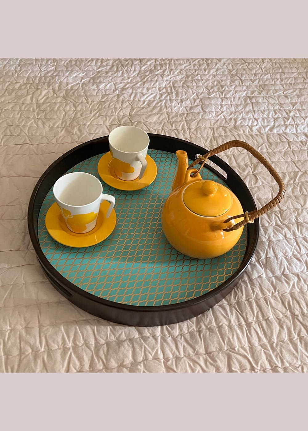 Get Blue Inlay Design Round Tray at ₹ 1750 | LBB Shop