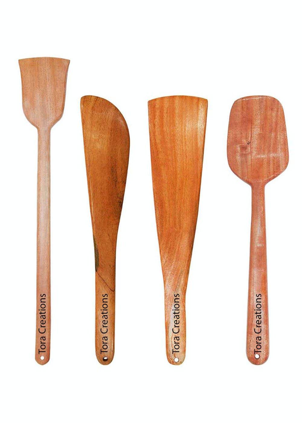 Get Neem Wood Cooking Spatula for Dosa, Roti, Sauting Set Of 4 ( Eco ...