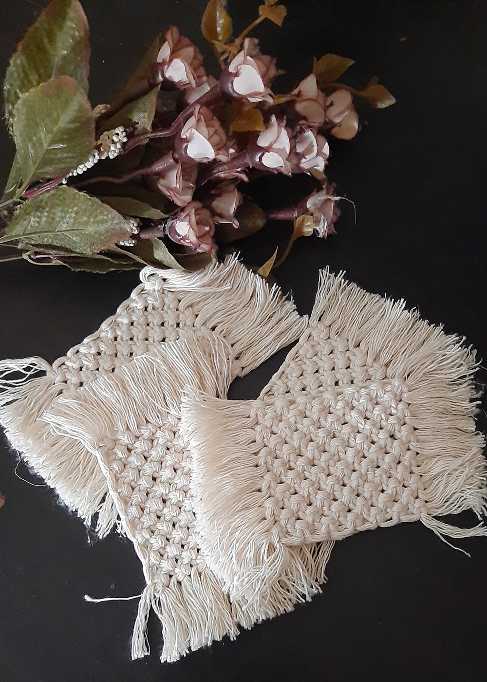 Get White Tasseled Macramé Tea Coaster at ₹ 900 | LBB Shop
