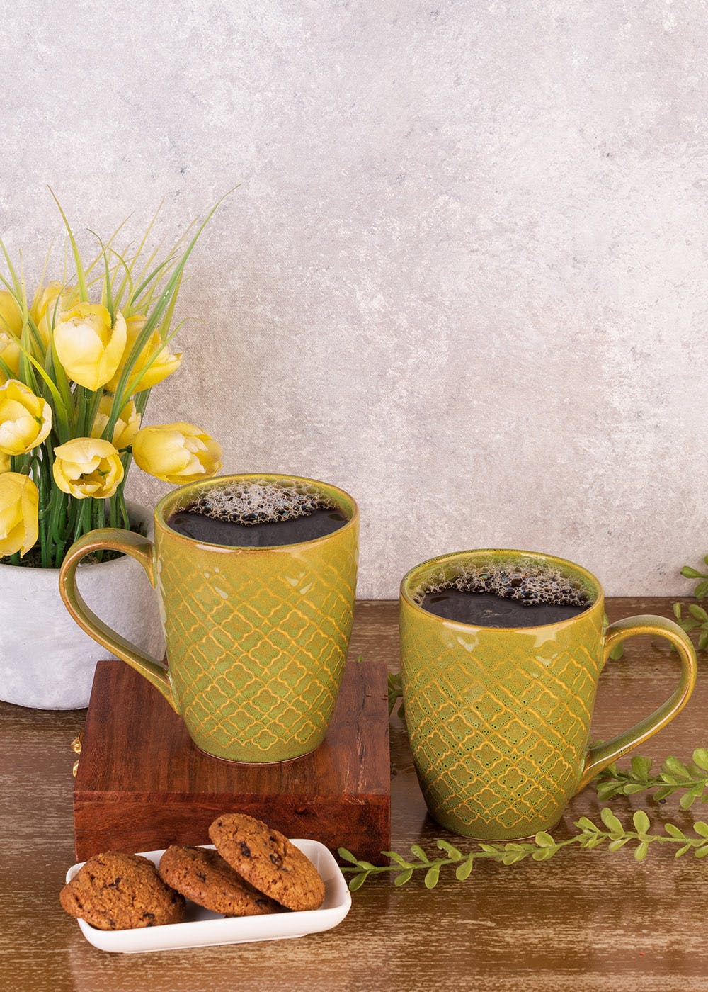Get Olive Green Ceramic Mugs (Set of 6) at ₹ 1990 | LBB Shop