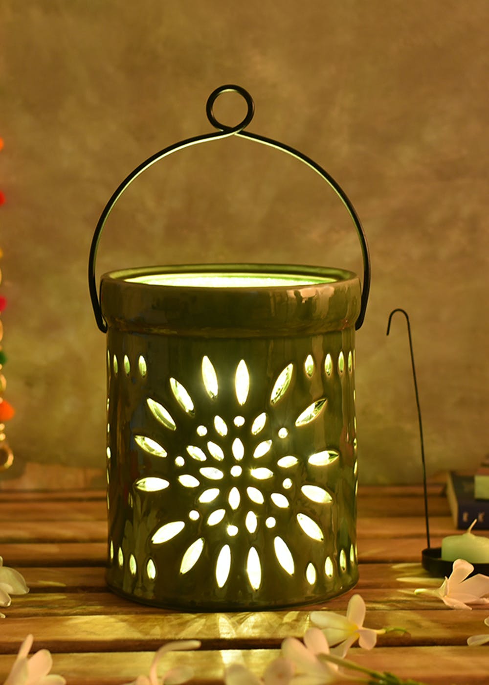 Get Flower Cut Olive Big Lantern at ₹ 1890 | LBB Shop