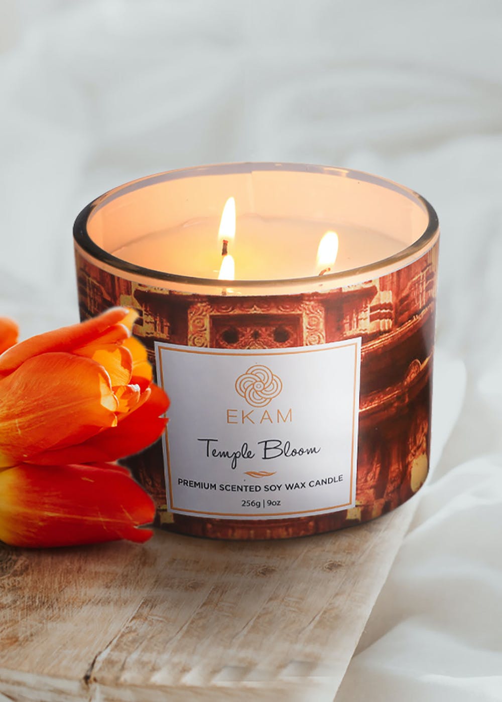 Get Temple Bloom Soy Wax Scented Candle |3 Wick Collection - 256 Grams ...