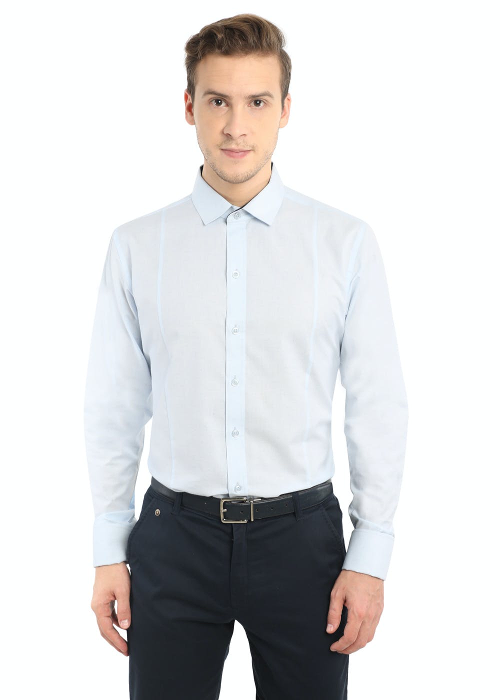 Get Solid Powder Blue Self Textured Formal Shirt at ₹ 1299 | LBB Shop
