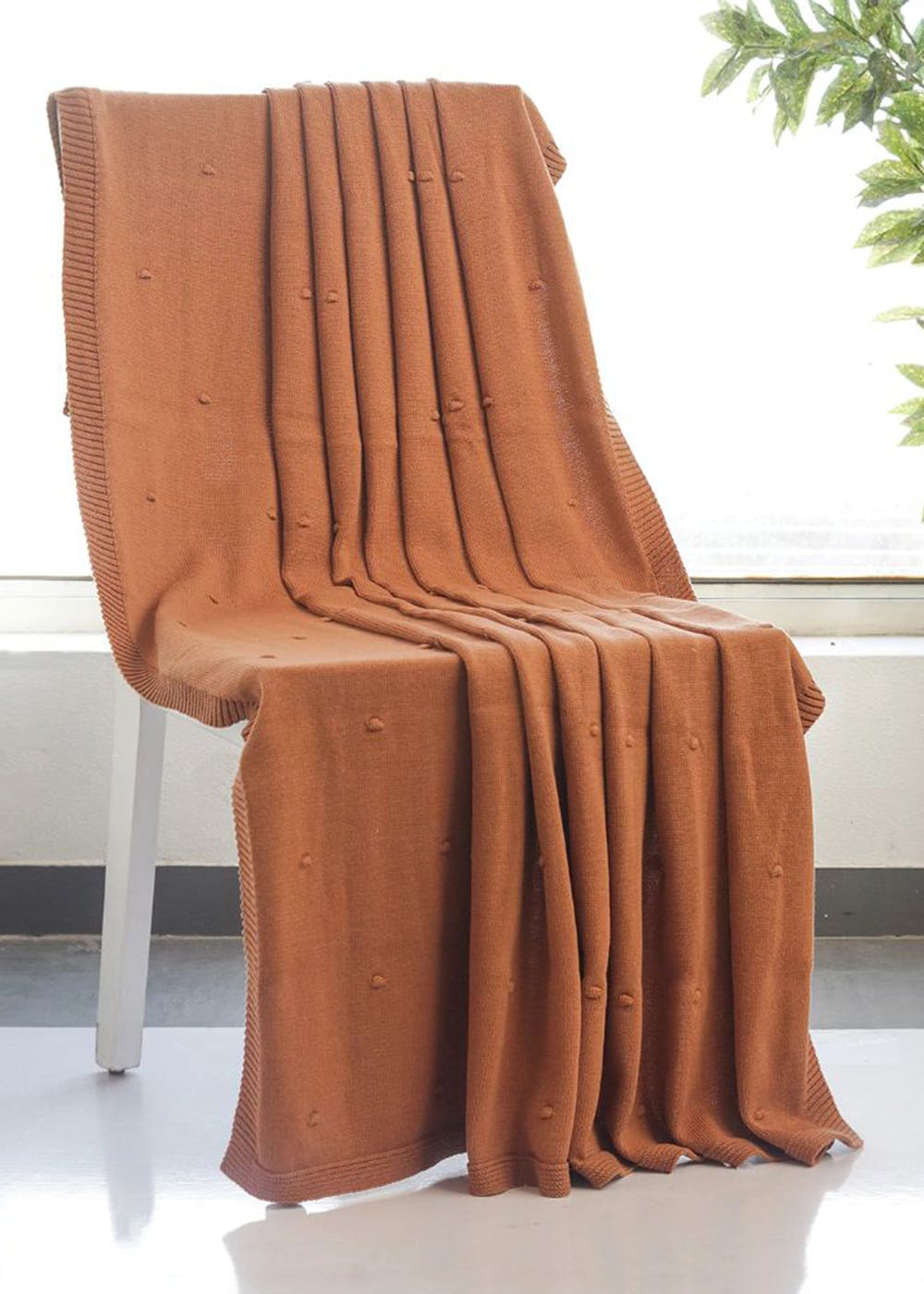 Get Cashew Color Cotton Knitted All Season AC Throw Blanket at ₹ 2999 ...