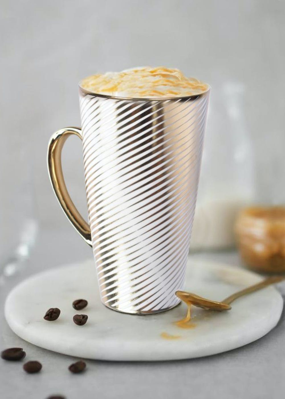 Get The Ritz Gold Striped Mug Set of 2 at ₹ 1899 | LBB Shop
