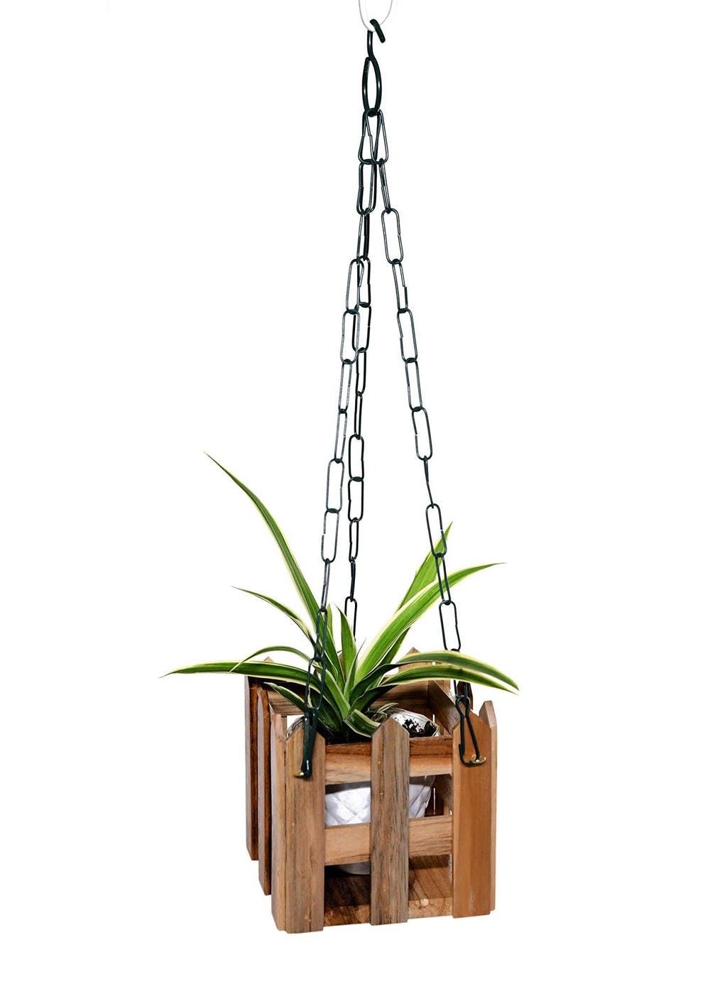 Get Wooden Handmade Hanging Planter with Chain at ₹ 850 | LBB Shop