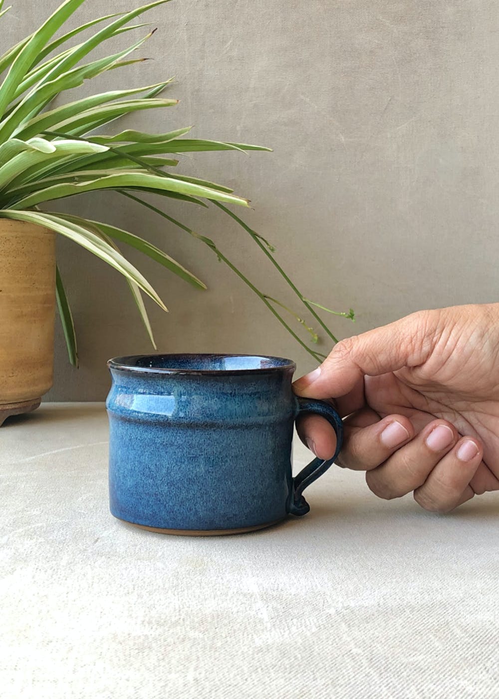 Get Blue Deep Sea Stoneware Ridged Mug at ₹ 469 | LBB Shop