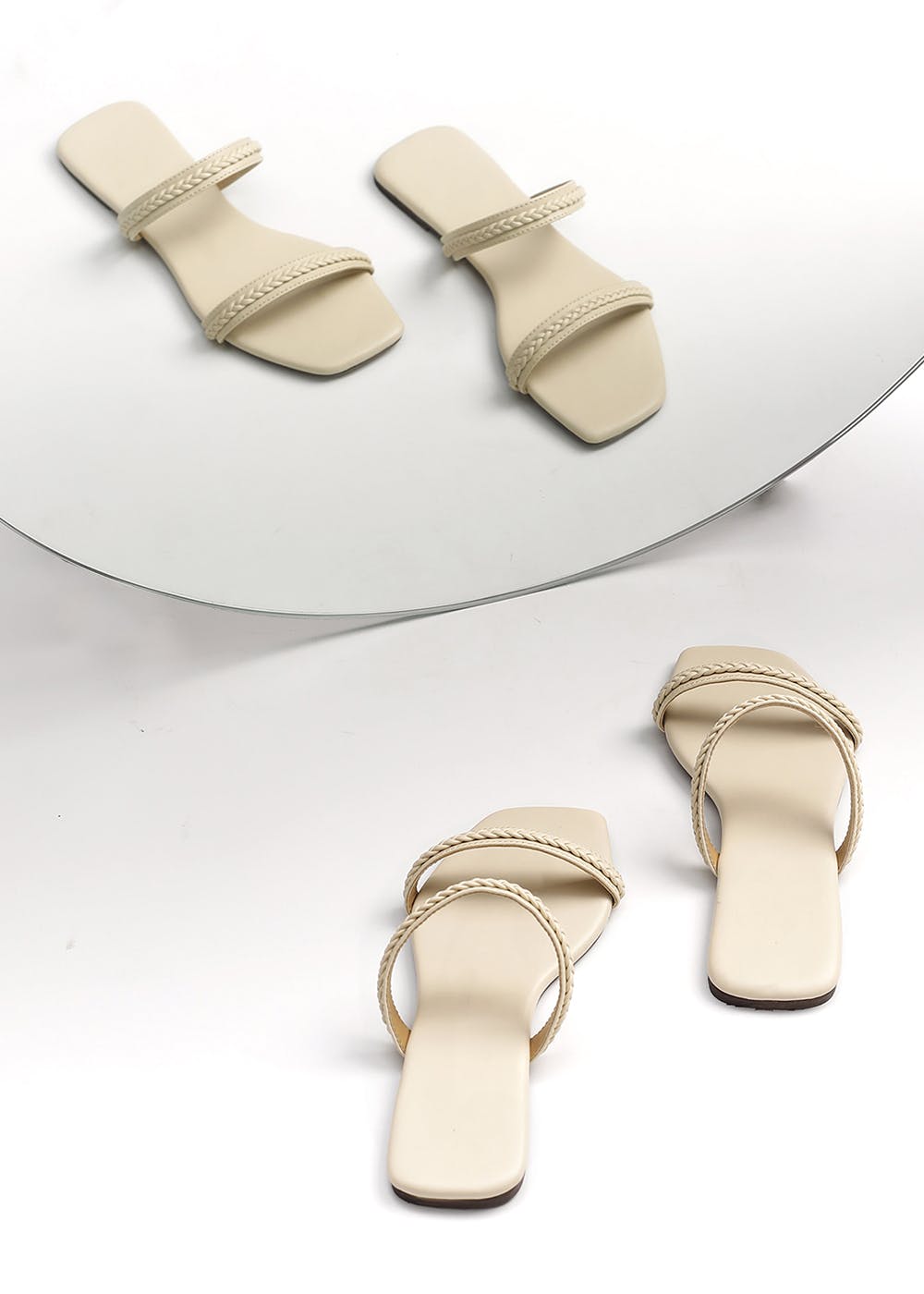 Get Creamy White Cruelty Free Leather Sliders at ₹ 2449 | LBB Shop
