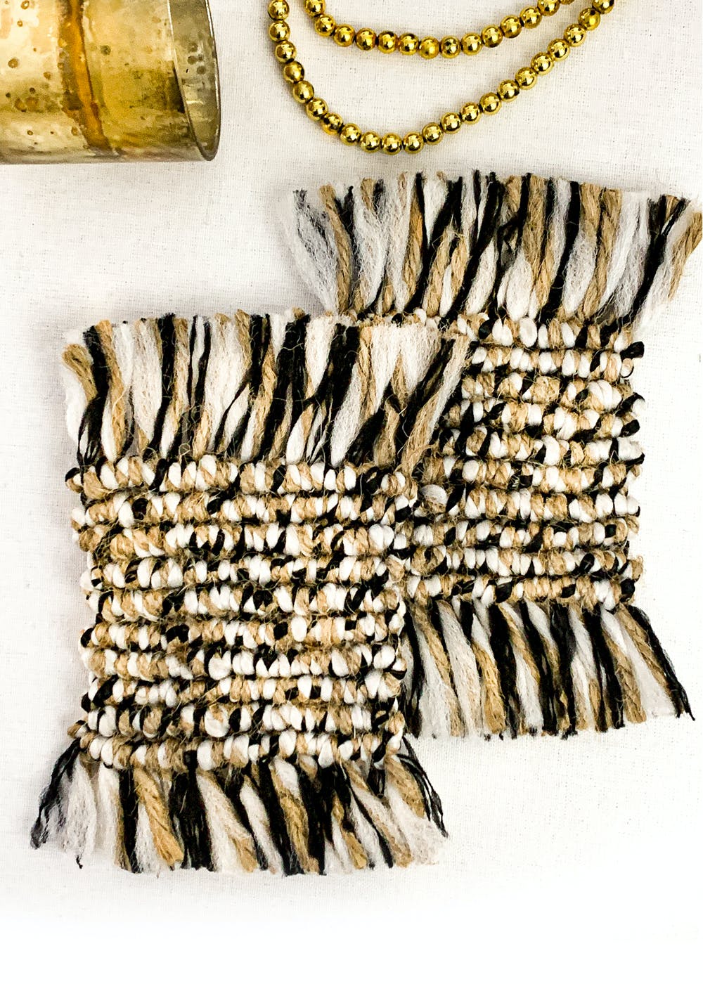 Get Set Of 2 Jute & Silk-Polyester Square Coasters at ₹ 859 | LBB Shop