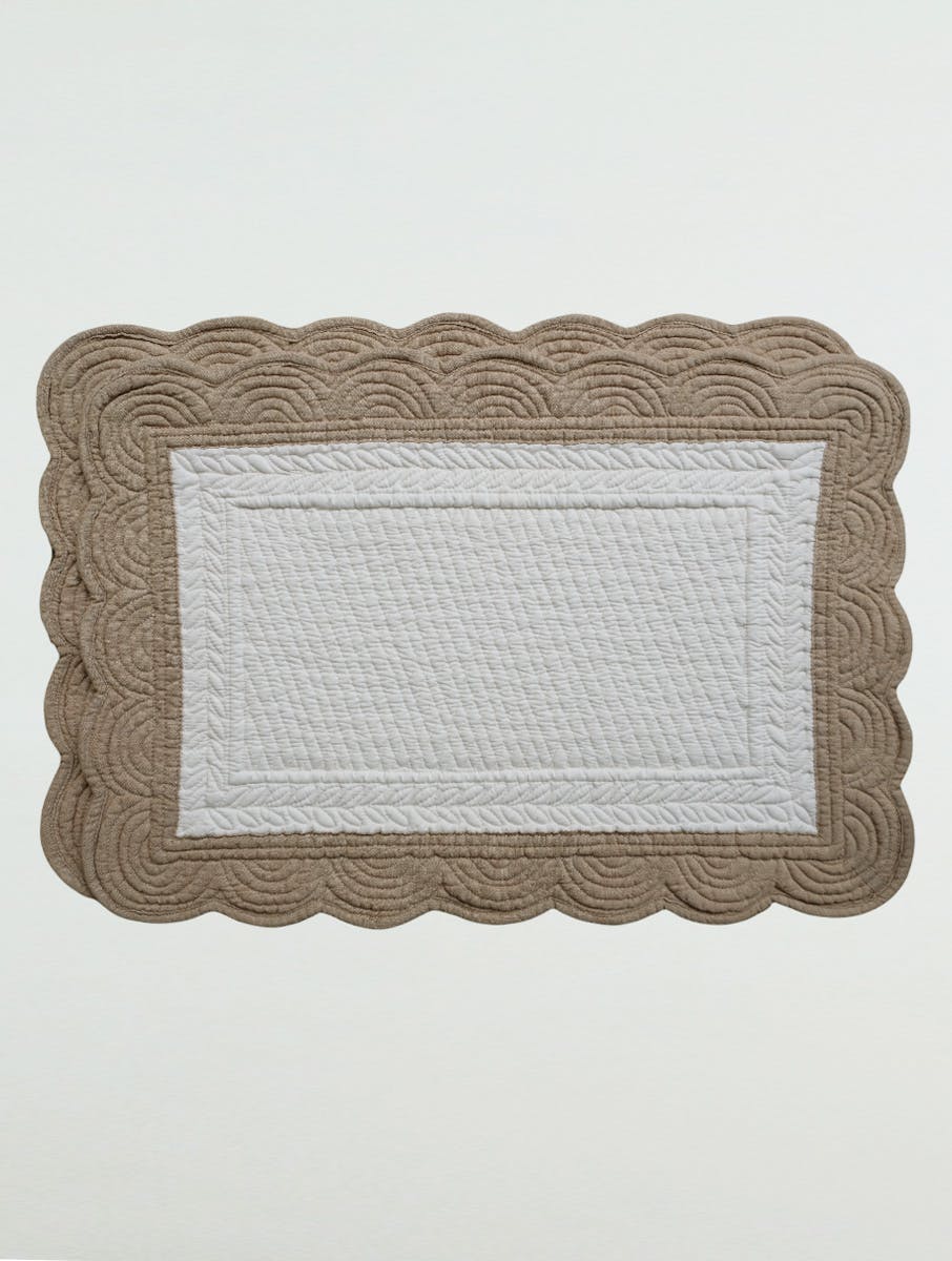 Get Set of 2 - Ivory and Beige Quilted Cotton Table Mats at ₹ 899 | LBB ...