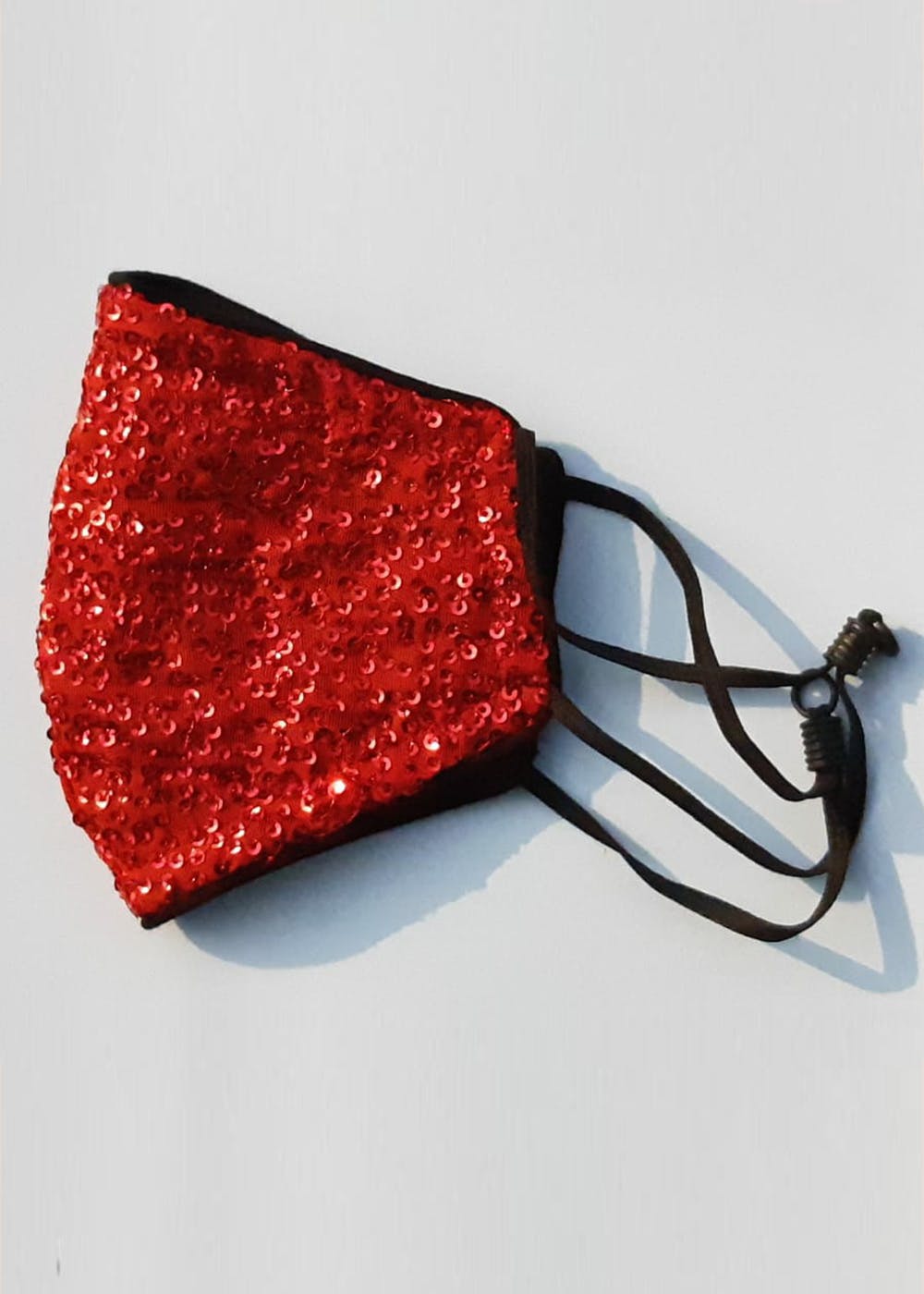 Get Contrast Piping Detail Red Sequined Mask at ₹ 350 | LBB Shop