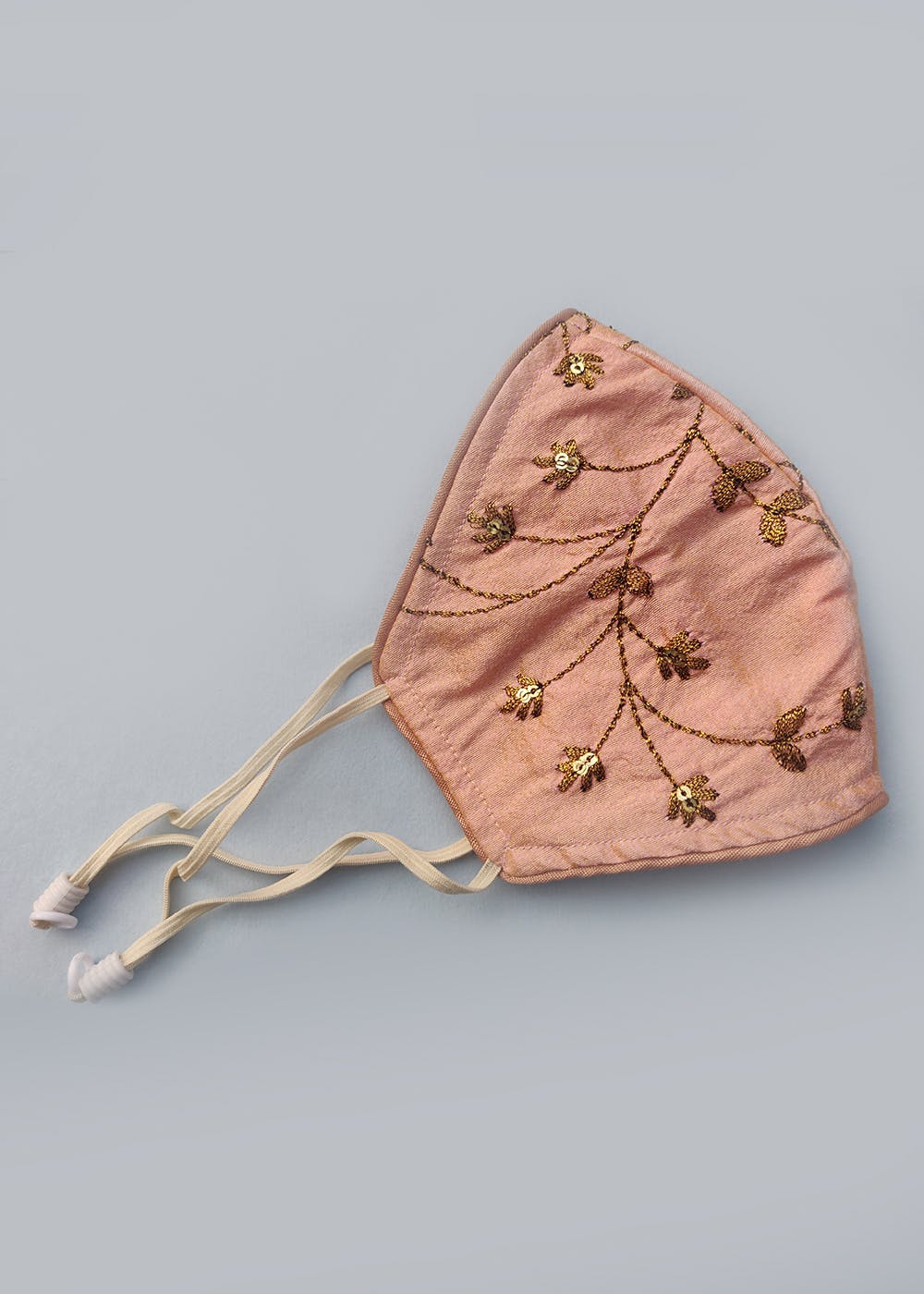 Get Contrast Floral Embroidered Peach Mask at ₹ 280 | LBB Shop