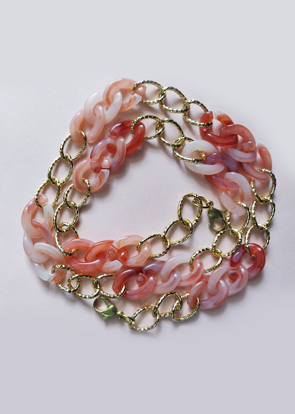 Get Multipurpose Chain - Pink Marble Link Chain With Metallic Loops at ...