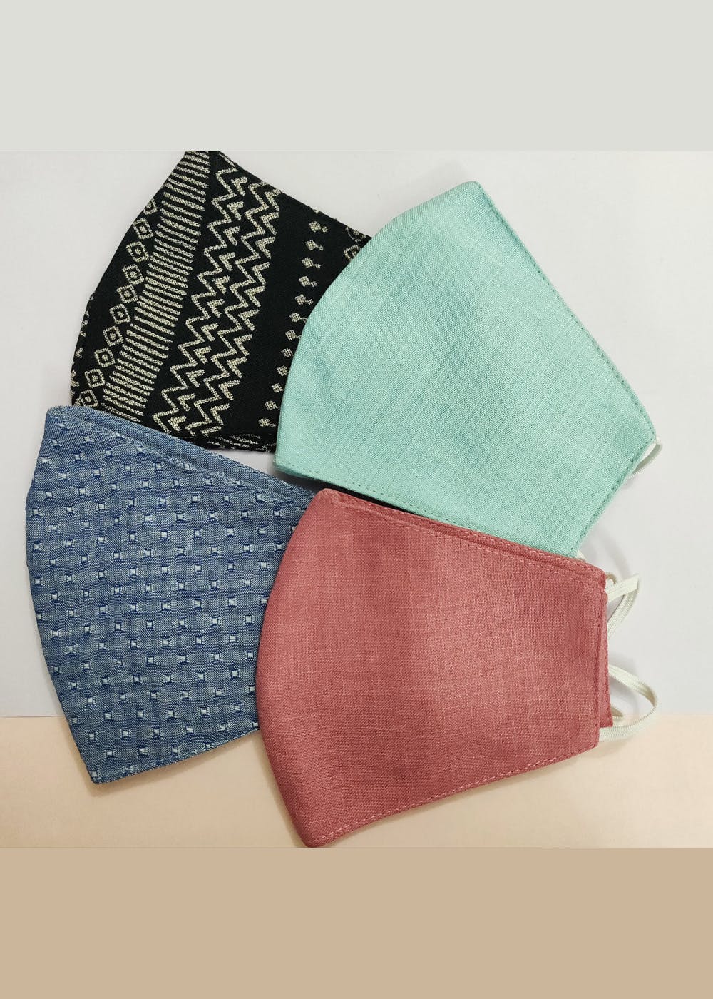 Get Set Of 4 Triple Layered Mask- Solid, Striped & Printed at ₹ 599 ...