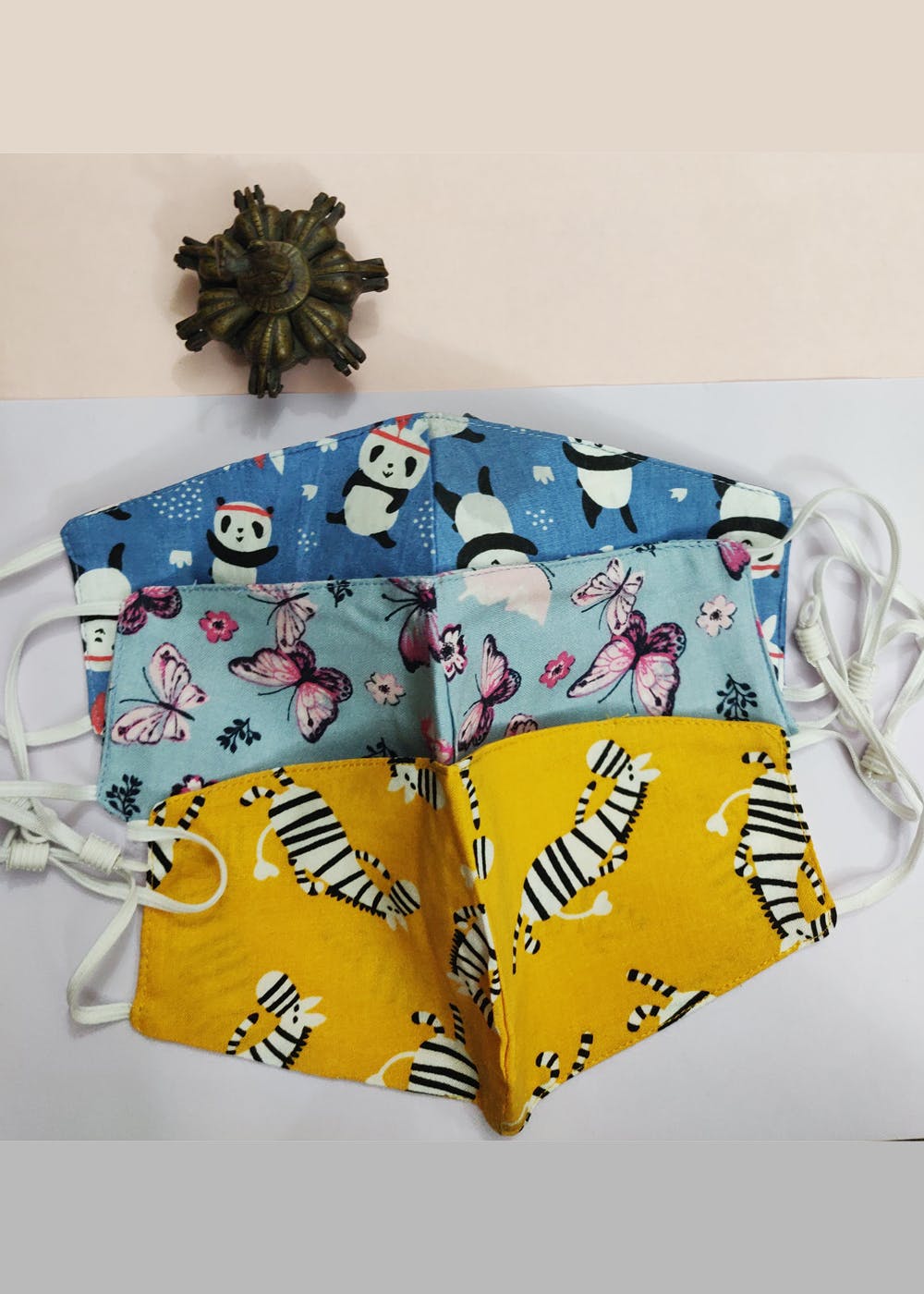 Get Set Of 3 Fun Printed Mask - Zebra Butterfly And Panda at ₹ 599 ...